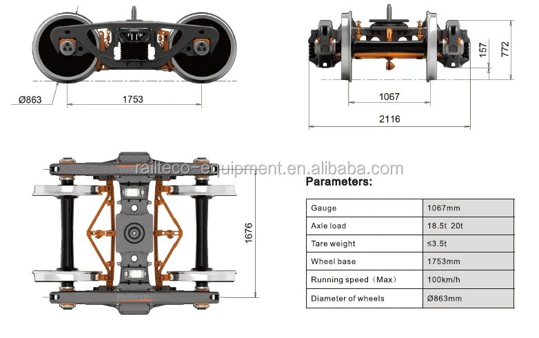 RTHZ07 1067mm Gauge Railway Bogies for Wagons - Reliable Performance