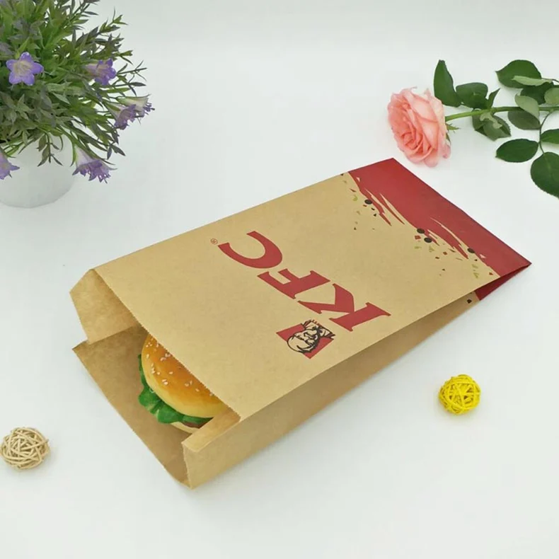 Custom Printed Paper Bag Kfc Food Packaging Bag Brown Kraft Paper Bags ...