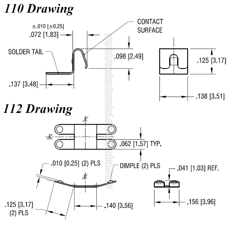 110 / 110tr Stainless Steel Gold Plated Battery Contact Positive ...