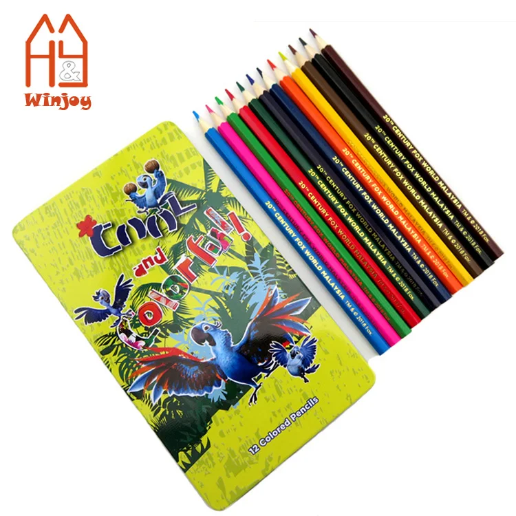 Custom 12 Pcs Color Pencil Packing In High Quality Tin Metal Box With ...