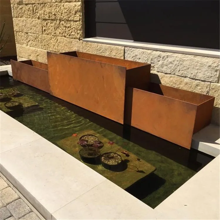 Large Rectangular Corten Steel Planter Box for Garden & Home - OEM