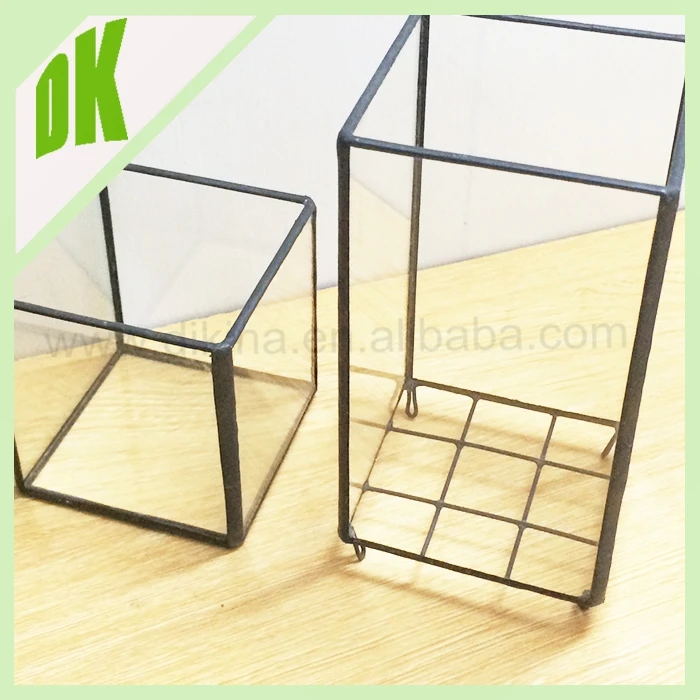 2pcs Glass Display Case Terrarium Hexagonal Unusual Glass Leaded ...