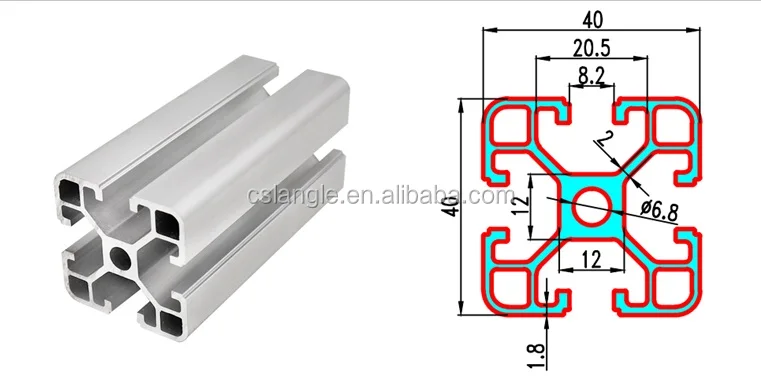 6061 6063 Industrial Aluminium Extrusion Supplier T-slot Anodized Hollow Aluminum Profile 40x40 ...