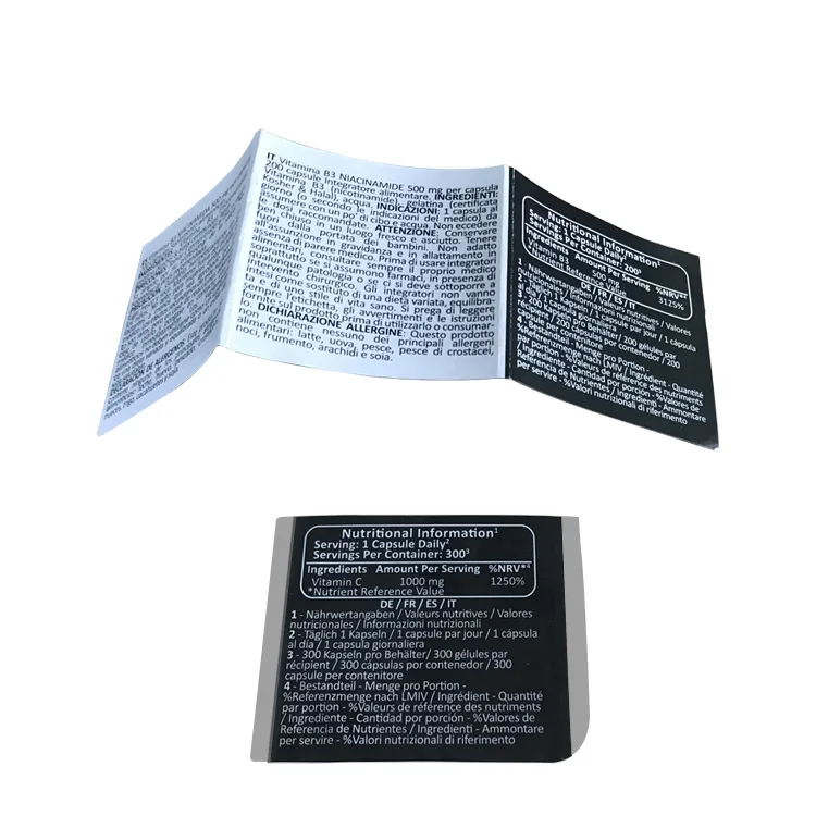 Factory Custom Order Folding Booklet Label Plastic/glass Bottle Double ...