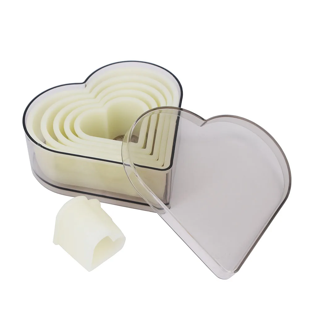 7pcs Heart Shape Plastic Cutter Cake Decoration Tool Cookie Cutter ...