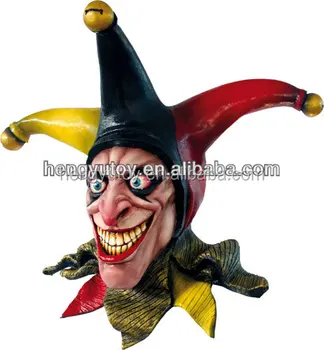 High Quality Full Overhead Happy Jester Mask Rubber Latex Halloween ...