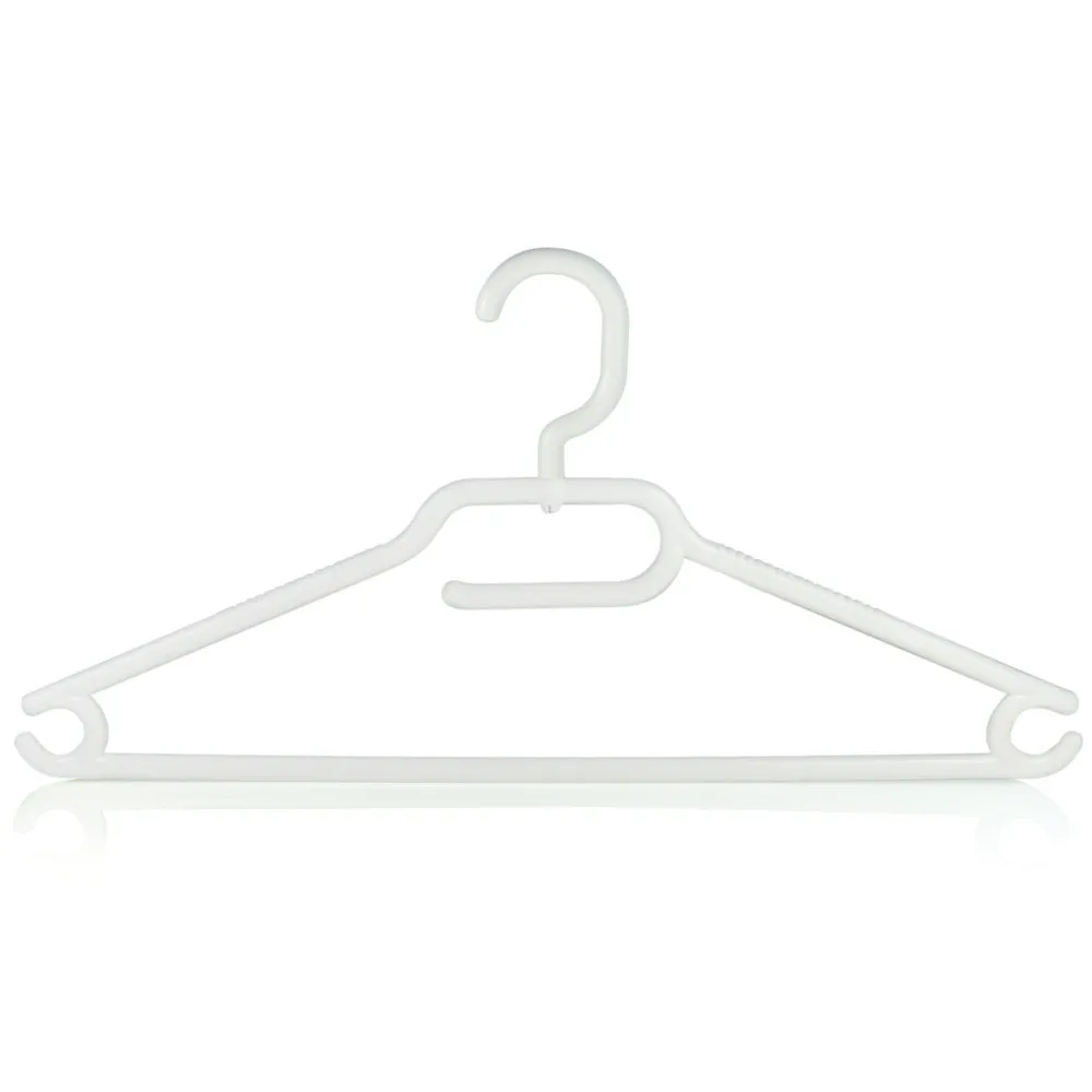 Inspring 40cm White Plastic Clothes Hangers - All Purpose With Trouser ...