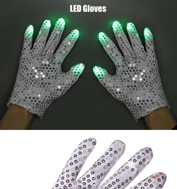 Party Rave Led Flashing Sequin Glove Light Up Gloves For Show In Pub - Buy Led Light Gloves,Led ...