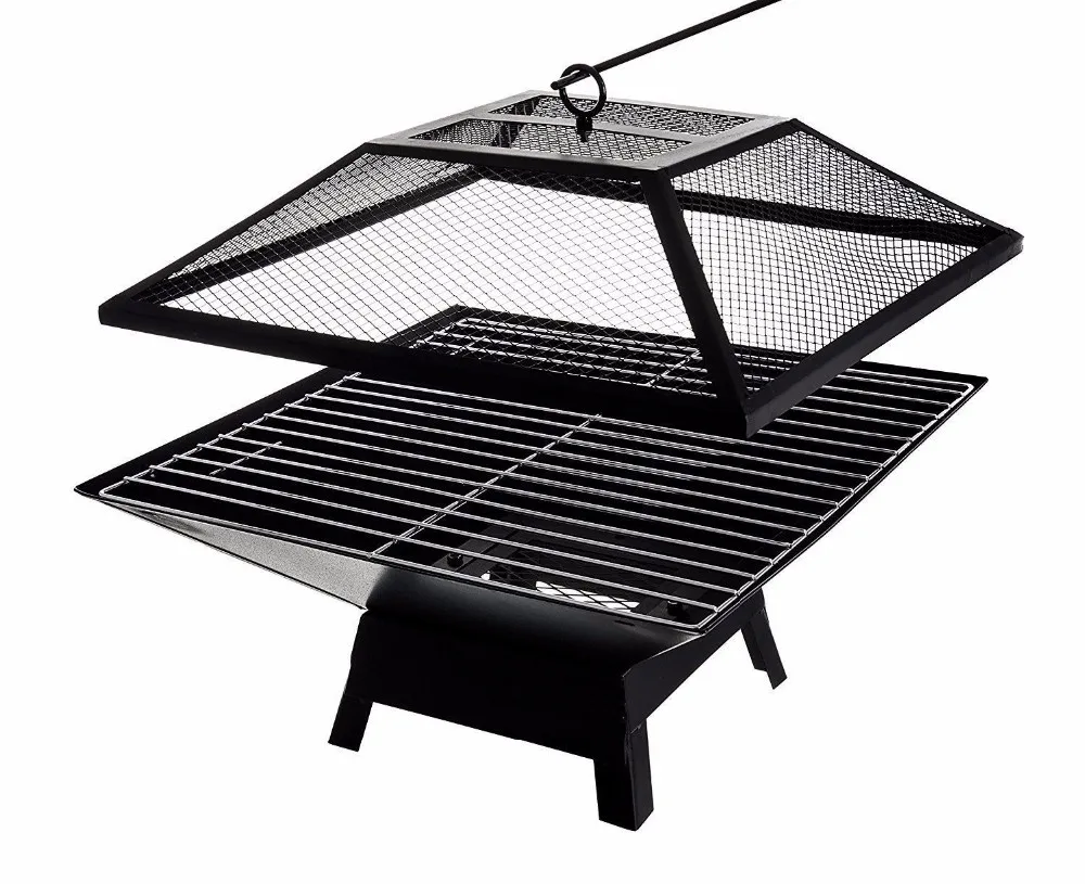 Square Outdoor Firepit Brazier With Bbq Grill - Buy Outdoor Fire ...