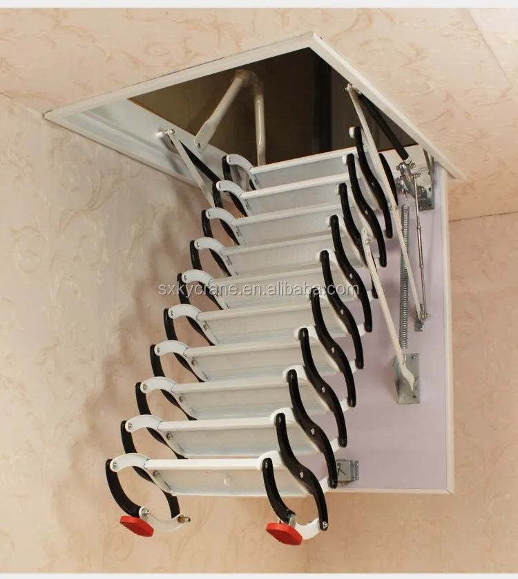 Remote Telescopic Retractable Attic Stairs Loft Ladder For Household ...