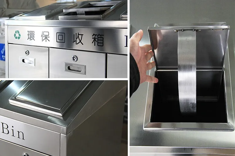 Outdoor Stainless Steel Recycling Chute Bin 4 Compartments