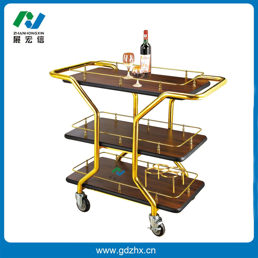 Hotel Metal Liquor Trolley Bar Cart With 3-tier - Buy Liquor Trolley ...