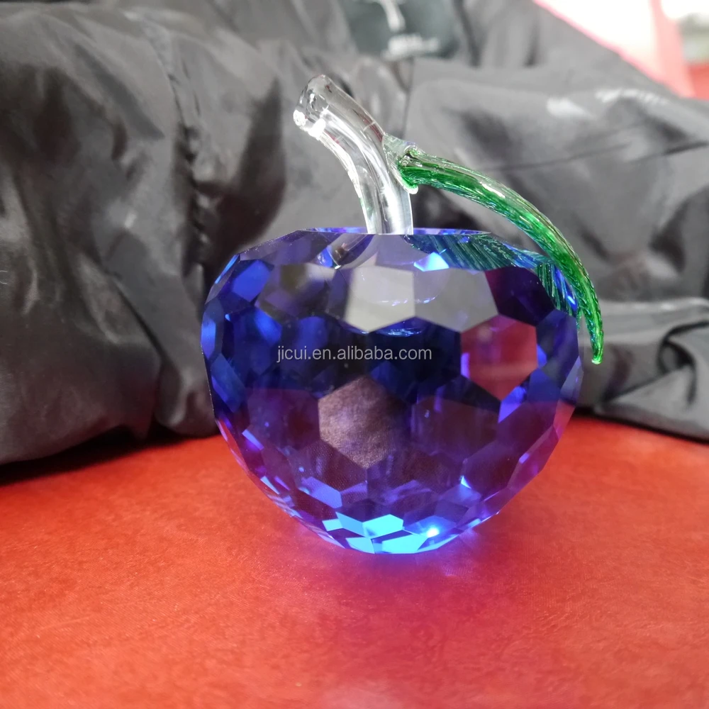 Cheap Crystal Apple With Green Leaf,Clear Crystal Apple For Wedding ...