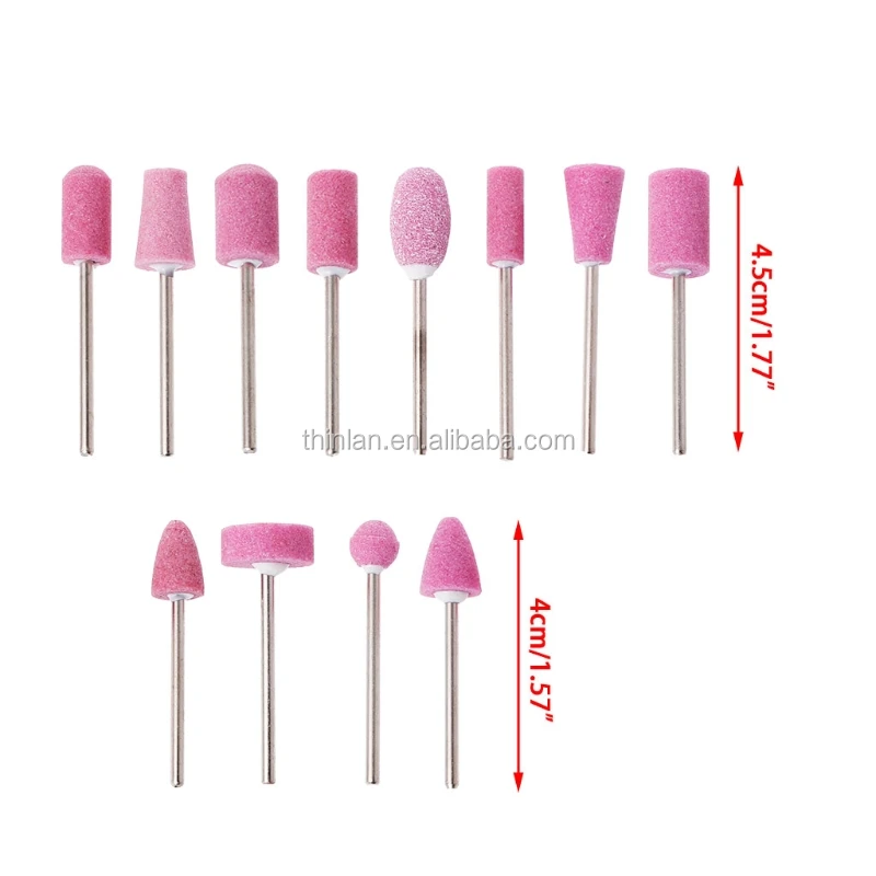 Thinlan Pink Ceramic Nail Drill Bits 12pcs Bits For Electric Nail Drill ...