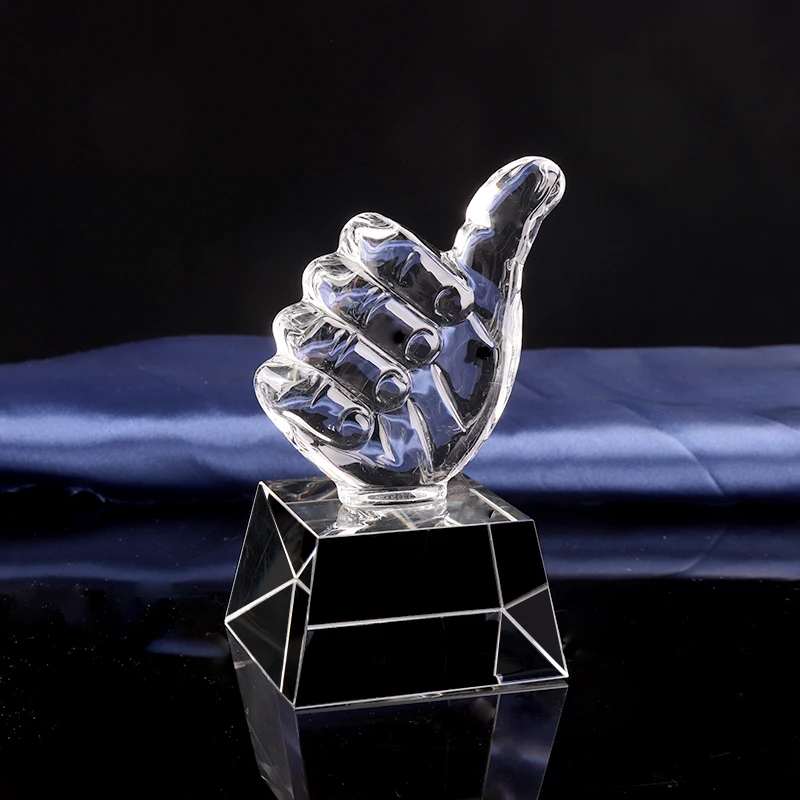 Custom Design Cheap Hand Shape Trophy Crystal Thumbs Up Trophy - Buy ...