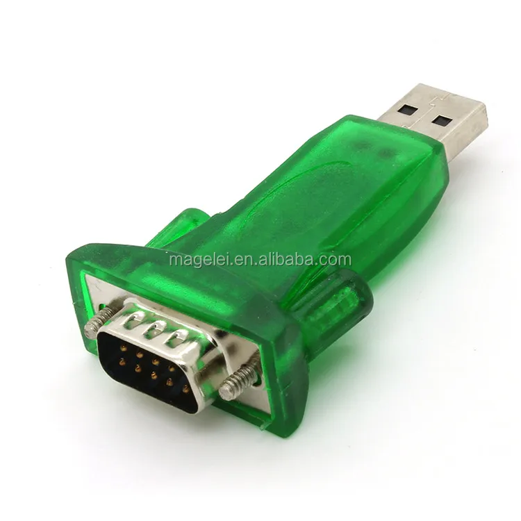 Transparent Green USB 2.0 to RS232 DB9 Adapter for Computer - OEM