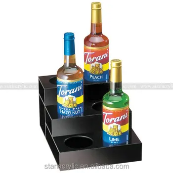 3-tier Black 6 Bottle Organizer,6 Hole Acrylic Syrup Bottle Display ...
