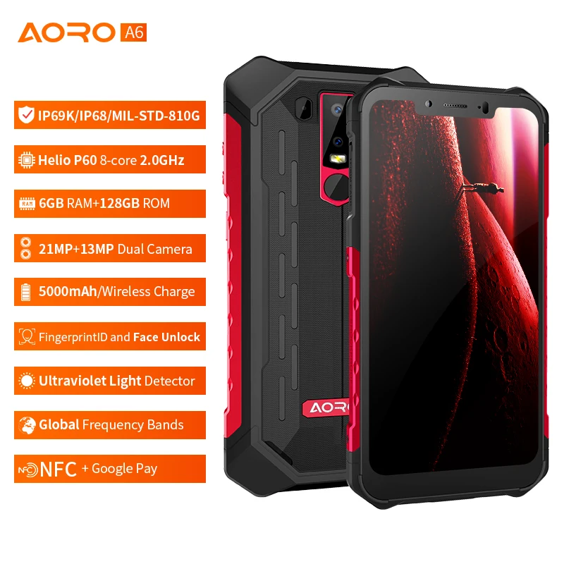 Portable 6.2inch Android 8.1 Smart Unlocked Rugged Cell Phones Military ...