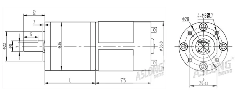 PG36-555 36mm Planetary Geared Motor with 555 Brushed DC Motor