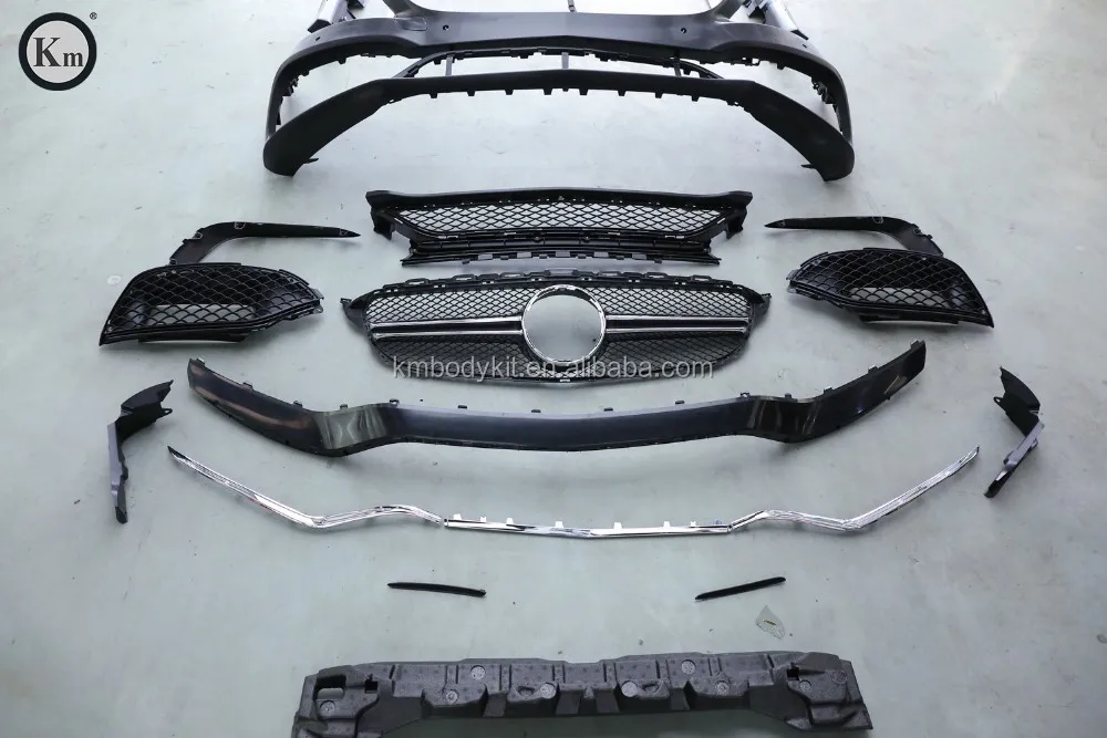 Km For Benz W205 C-class C63 Amg Bodykits Facelift Bumper With Exhaust ...