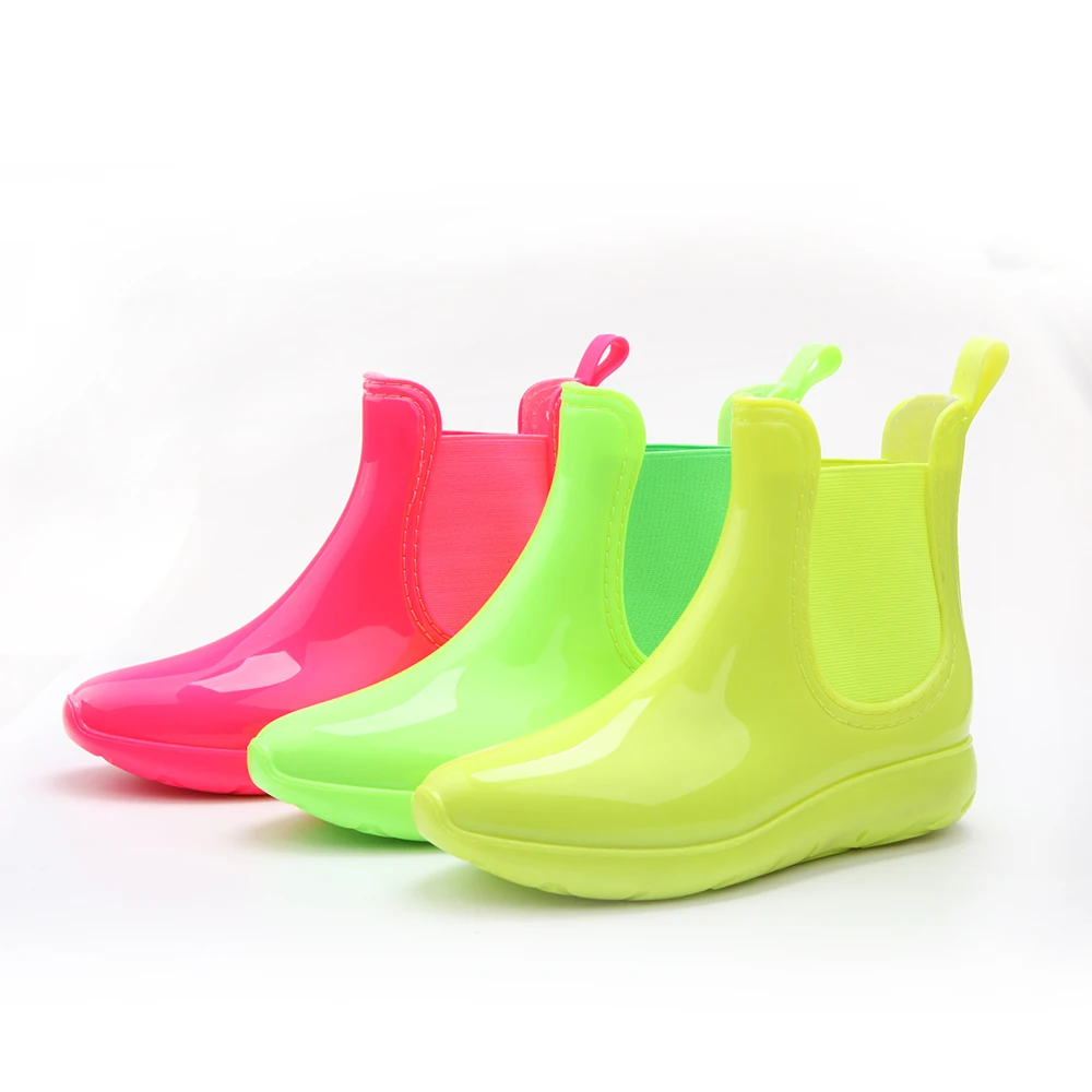 Fluorescent Colors Chelsea Rain Shoes Unique Style Ladies Wellies Rain ...
