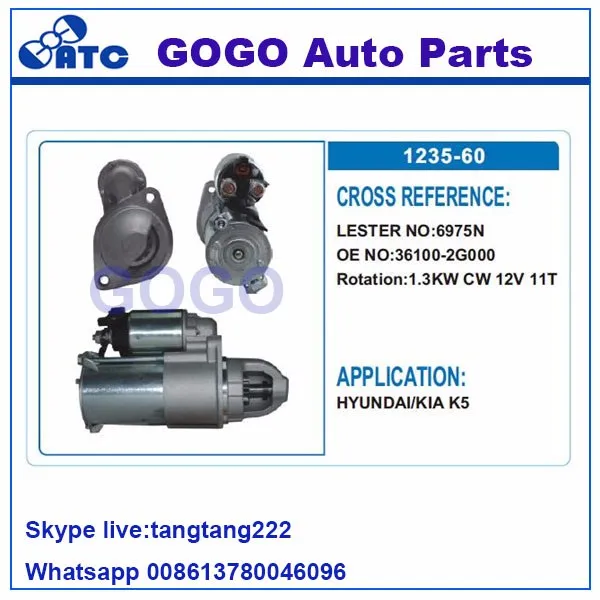 Hundai Yuxiang2.4 Oem 36100-2g000 36100-25020 를 위한 6975n 17989n 12v 시동기 ...