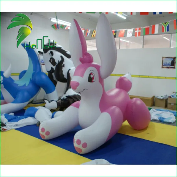 Giant Lying Pvc Inflatable Bunny Cartoon Toy / Inflatable Pink Rabbit ...