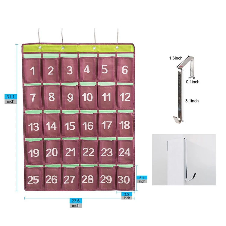 30 Numbered Classroom Pocket Chart For Cell Phone Wall Organizers And ...