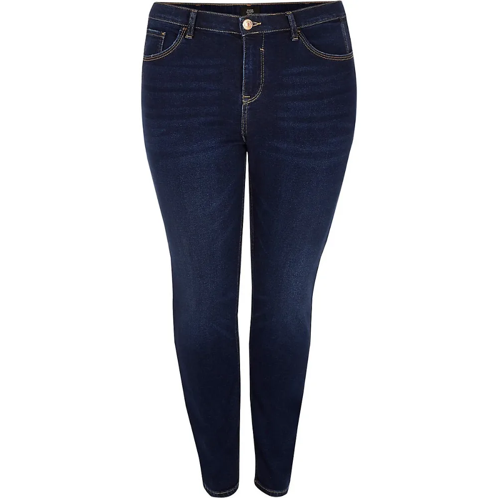 Plus Size Blue High Waisted Stretch Denim Skinny Jeans Pants Fat Mom ...