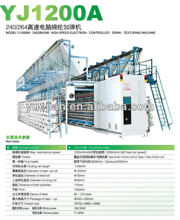 YJ1200A High Speed Computerised Nylon Draw Yarn Texturing Machine
