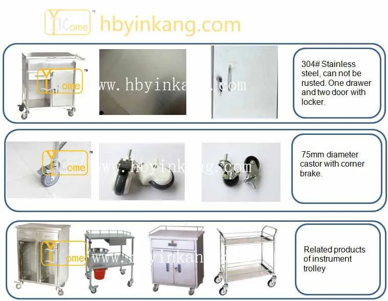 Ykk021 Mobile Stainless Steel Mayo Cart/trolley For Ot Room Adjustable ...