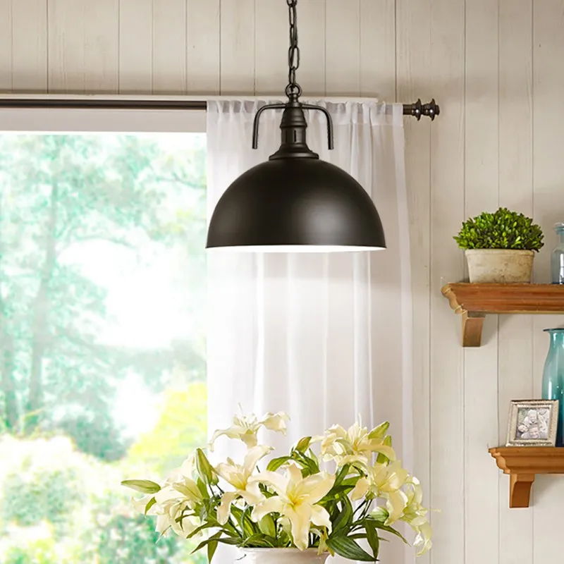 Vintage Industrial Metal Cover Pendant Light E27 Restaurant Lamps ...