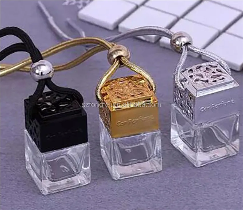 Square Shape Glass Car Perfume Bottles Pendant 6ml Perfume Empty ...