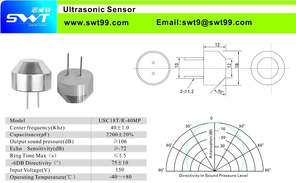 Ultrasonic Sensors For Distance Measuring 14mm 40khz Underwater ...