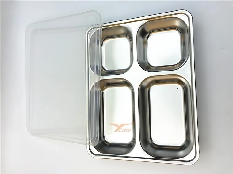 High Quality Steel Cover Stainless Steel 3 Compartment Dinner Plate ...