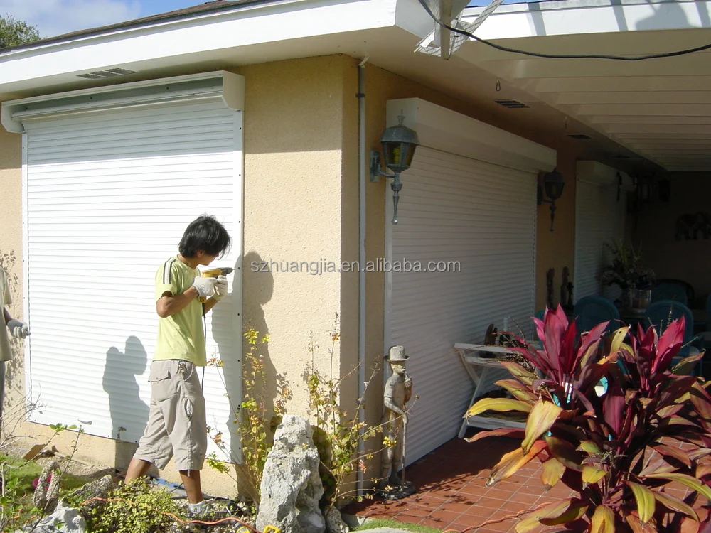 Outdoor Electric Aluminium Roll Up Shutter Wood Finish - Buy Roller ...