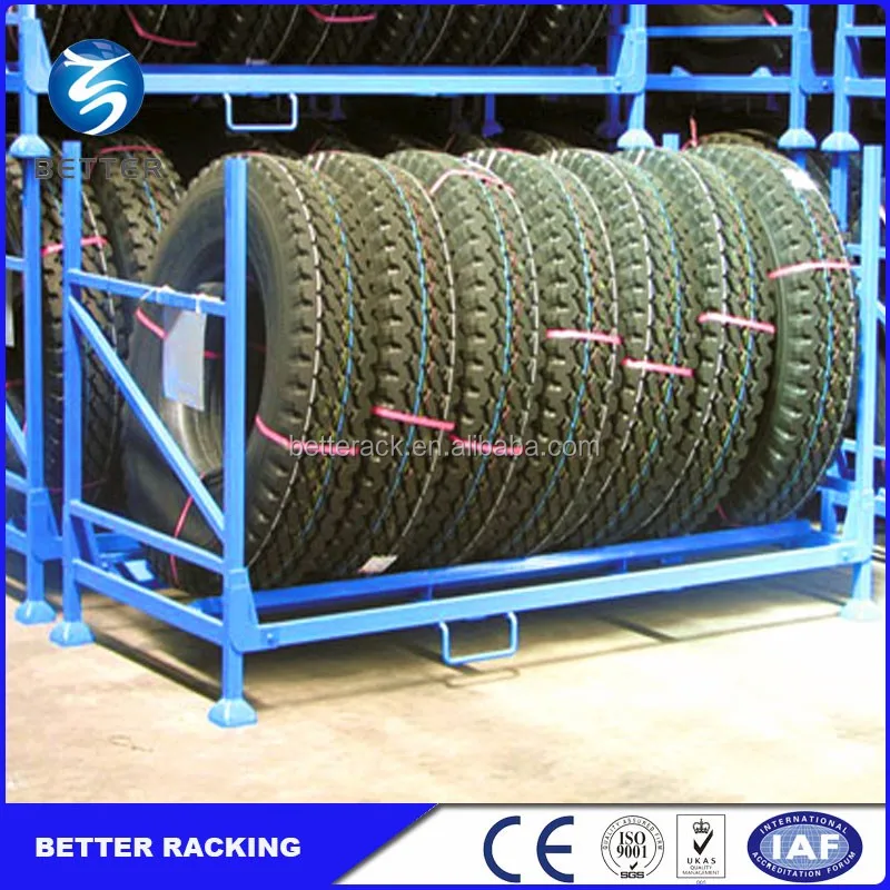 Betterack Foldable and Stackable Tyre Racks for Warehouses