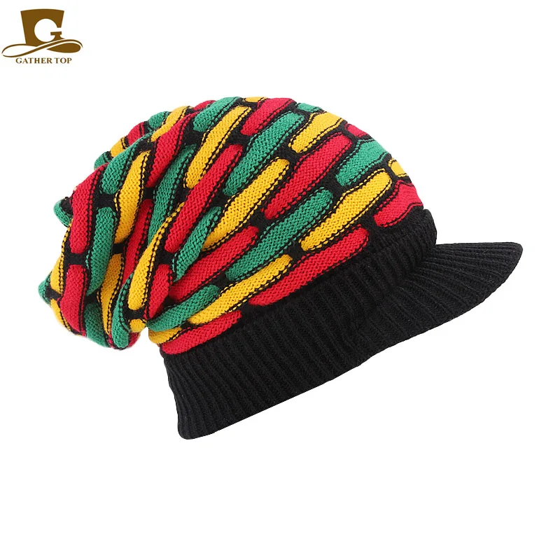 Wholesale Visor Rasta Slouchy Hat Jamaica Marley Reggae Cap Rastafari ...