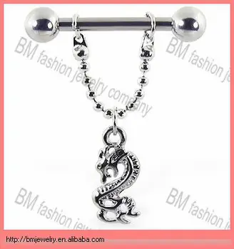 Stainless Steel Nipple Piercing Bars Jewelry Dangling Dragon - Buy ...