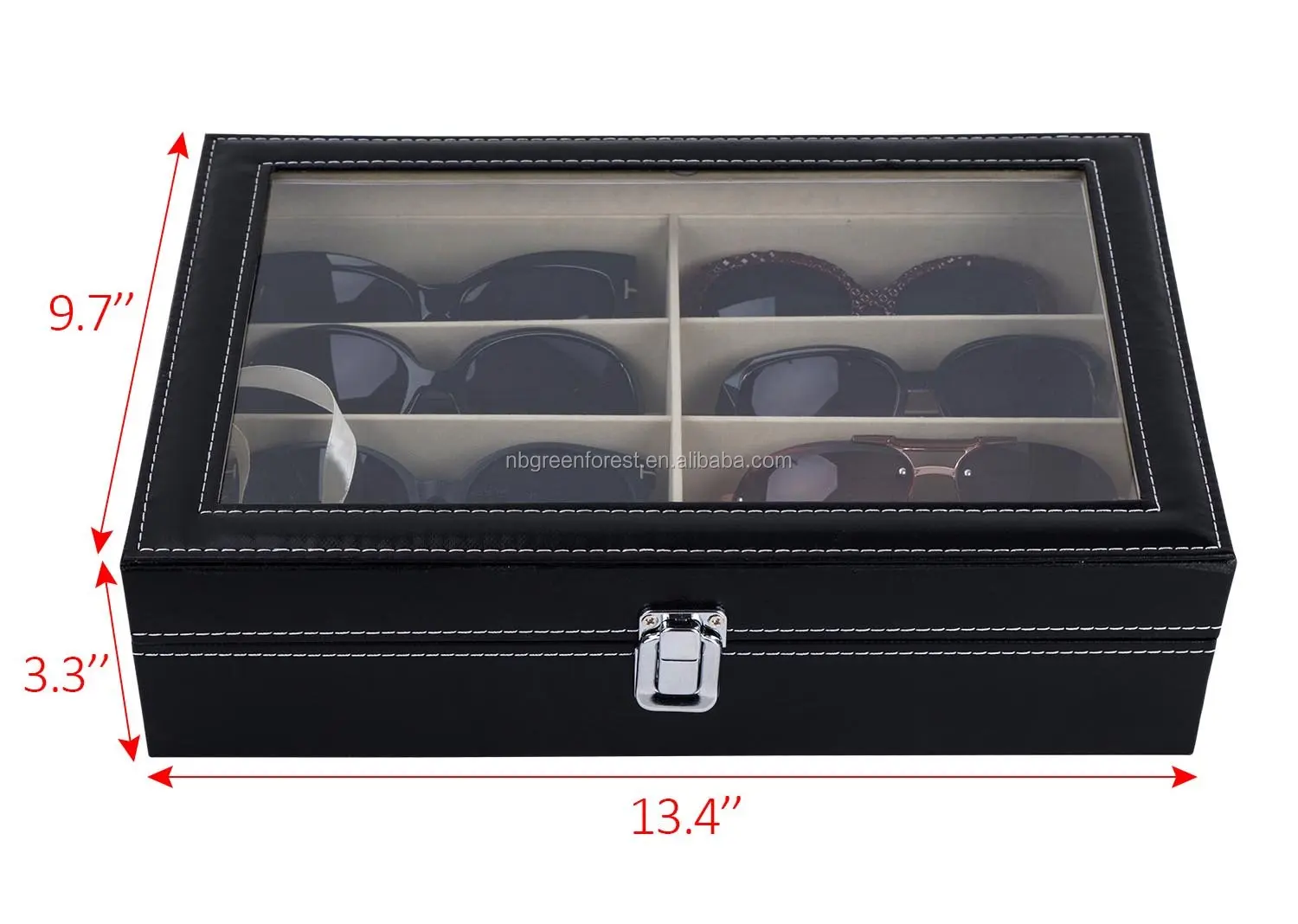 8 Slot Eyeglass Sunglass Storage Box Pu Leather Glasses Display Case ...
