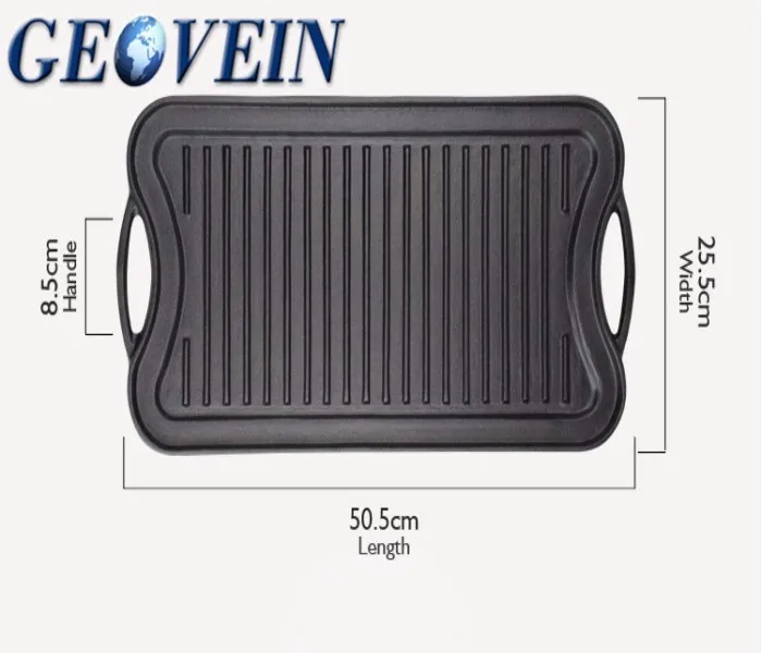 Rectangular Cast Iron Grill Plate With Wooden Tray - Buy Cast Iron ...