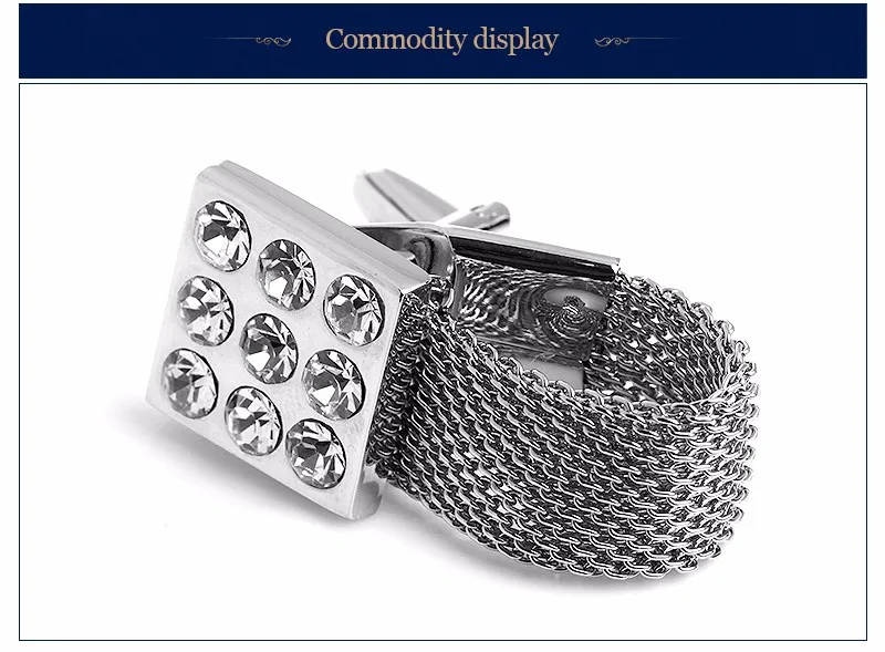 Men Fashion Rhinestone Cufflinks Hardware Jewelry Chain Cufflinks - Buy ...