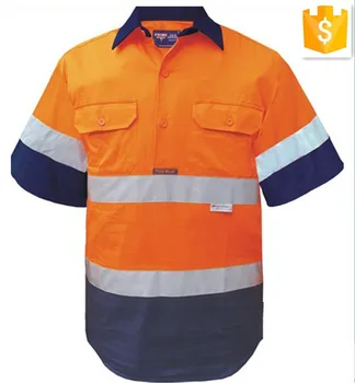 Mens Short Sleeves Two Tone Hi Vis Cotton Twill Work Shirts\/industrial ...