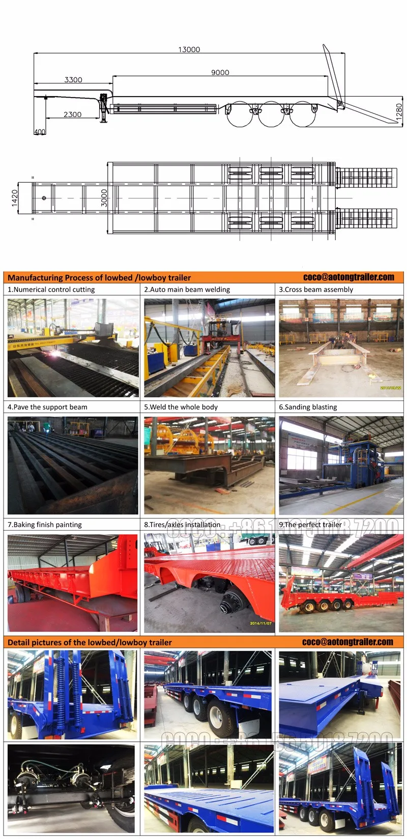 Heavy Duty Equipment Transport Low Loader 3 Axles Lowbed Truck Semi ...