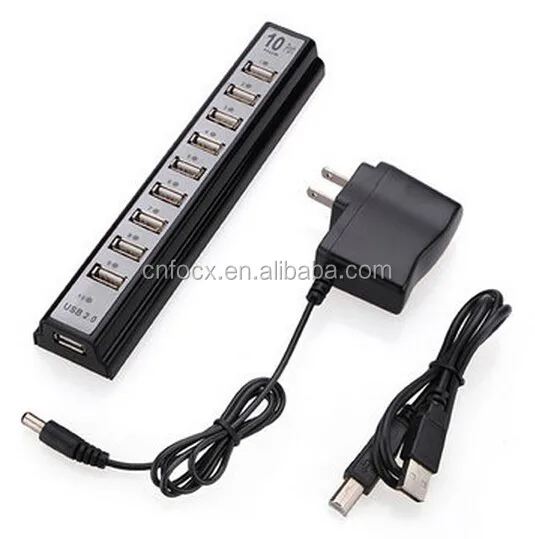 New 10 Ports Usb Hub 2.0 High Speed With Power Adapter / 10-port Usb 2. ...