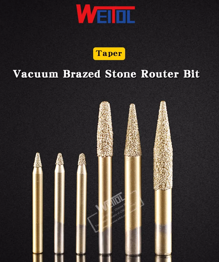 Weitol Taper Vacuum Brazed Stone Router Bit For Carving Marble - Buy ...