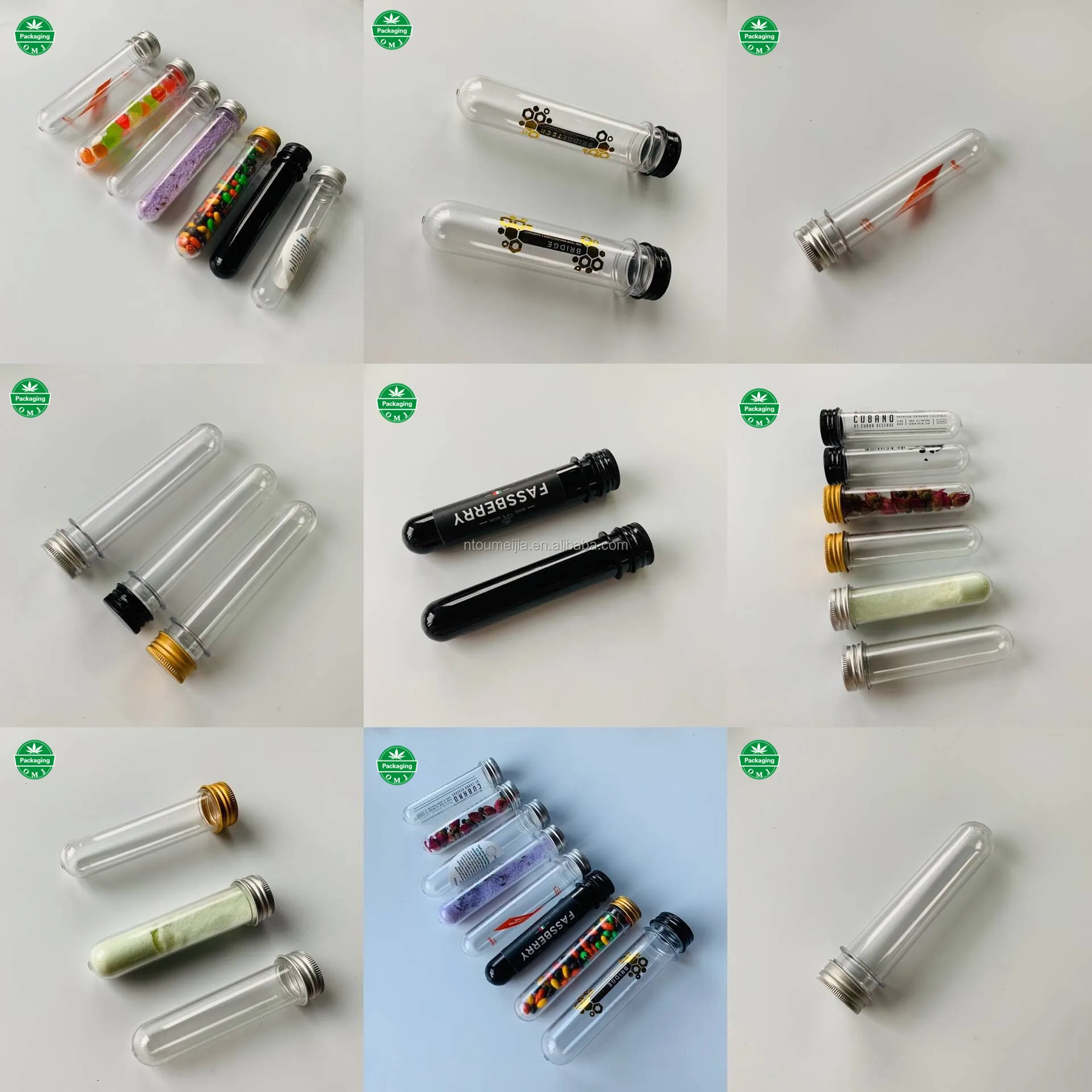 25x140mm 40ml Plastic Test Tube Preroll Container For Weed Packaging ...