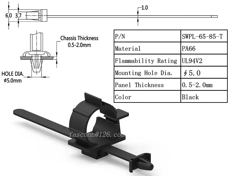 Releasable Arrowhead Push Rivet Mount Automotive Cable Ties