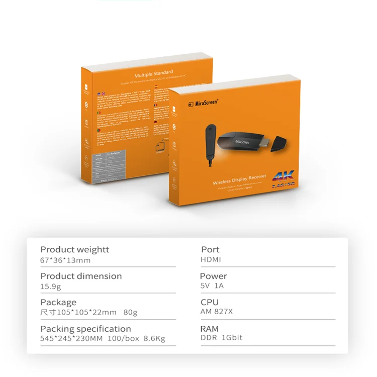 Mirascreen K6 4k Wireless Display Adapter & Screen Mirroring Oem