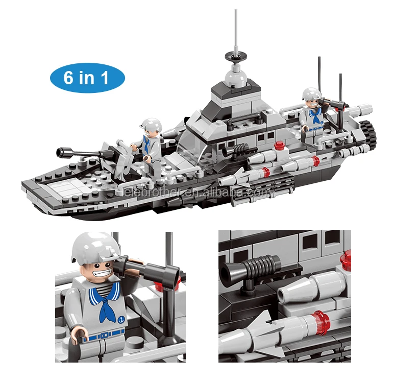 Lele Brother Armed Destroyer Military Warship Model Children ...